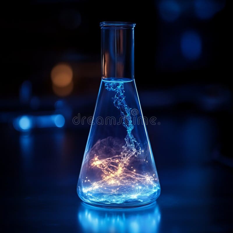 Futuristic Science Concept with Glowing Molecular Structure in ...