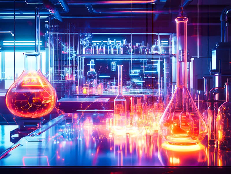 Futuristic Science Experiment with Glowing Reactions, Ai Generated ...