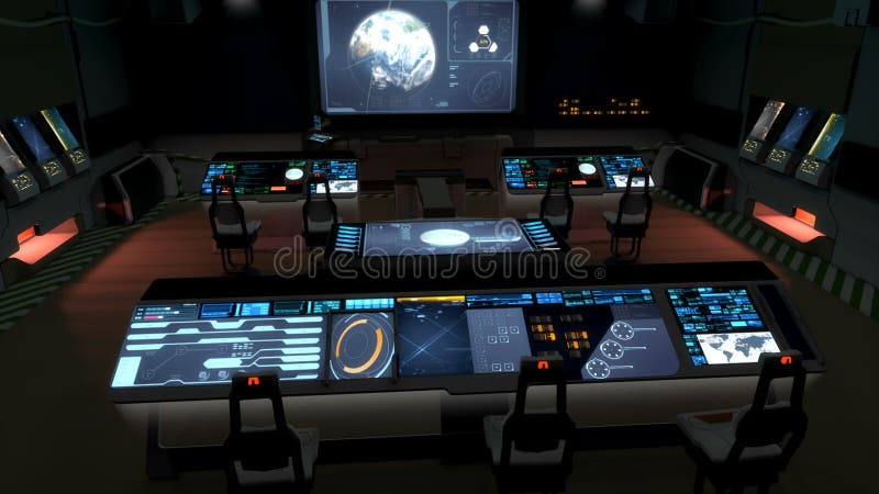 Futuristic Science Fiction Command Center V2. Stock Video - Video of ...