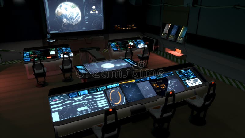 Futuristic Science Fiction Command Center V2. Stock Video - Video of ...