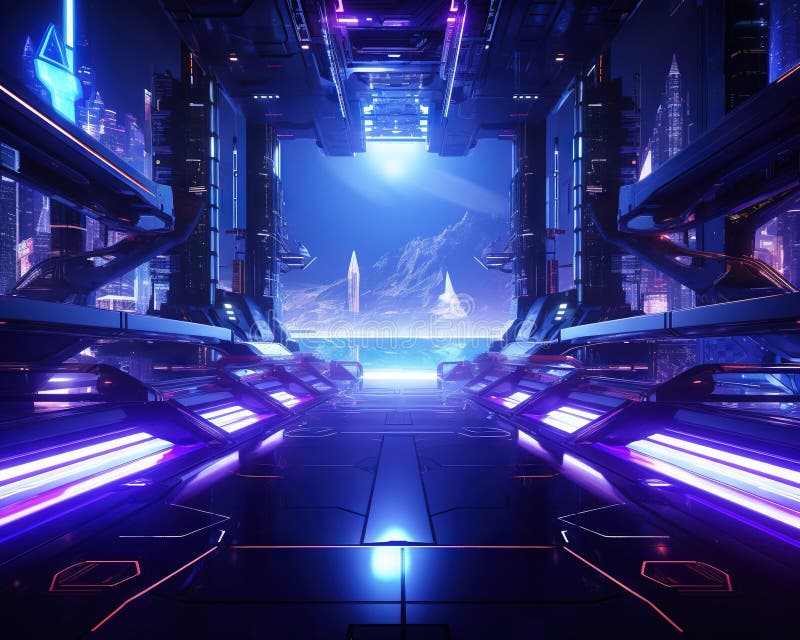 Futuristic Science is a Fiction Space Scene. Stock Illustration ...