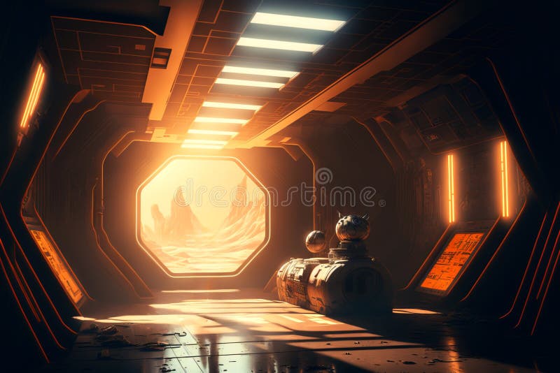 Futuristic Science Fiction Space Scene Sci-fi Render Spaceship ...