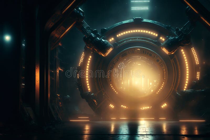 Futuristic Science Fiction Space Scene Sci-fi Render Spaceship ...