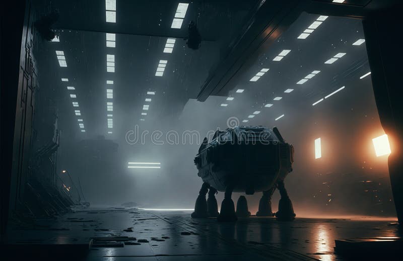 Futuristic Science Fiction Space Scene Sci-fi Render Spaceship ...