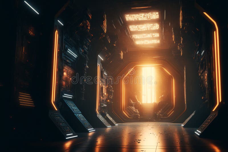 Futuristic Science Fiction Space Scene Sci-fi Render Spaceship ...