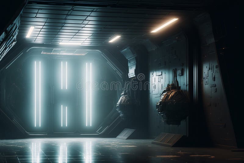 Futuristic Science Fiction Space Scene Sci-fi Render Spaceship ...