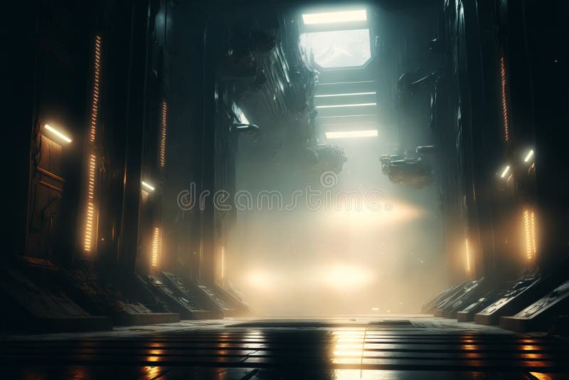Futuristic Science Fiction Space Scene Sci-fi Render Spaceship ...
