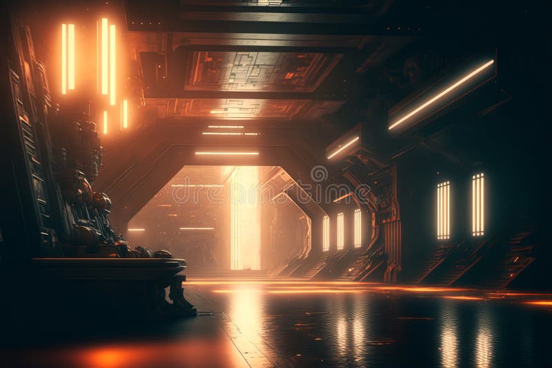 Futuristic Science Fiction Space Scene Sci-fi Render Spaceship ...