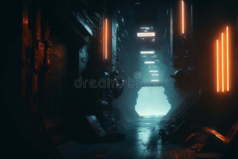 Futuristic Science Fiction Space Scene Sci-fi Render Spaceship ...