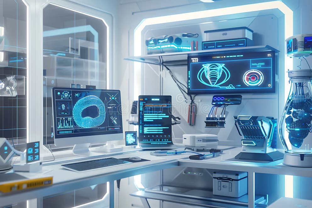 Futuristic Science Lab Advanced Research, Technology, and Innovation Stock Illustration ...