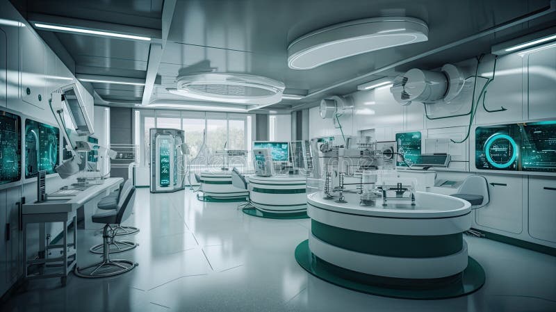 Futuristic Science Laboratory Room Interior with Empty Chairs ...