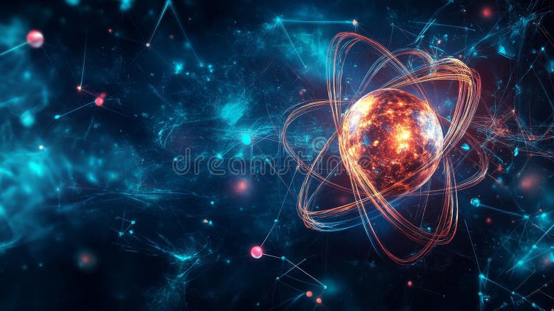 Futuristic Science Technology Background Featuring an Atom Model with ...