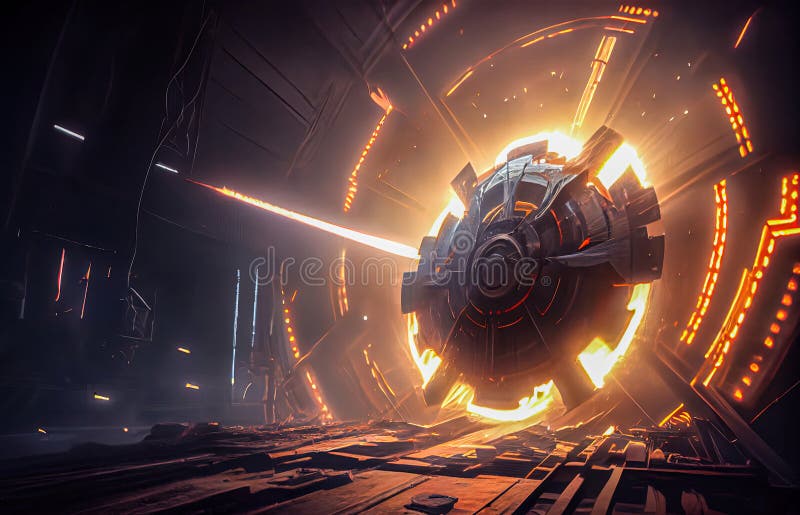 Futuristic Scientific Machines Powered by Quantum Engines. Generative AI Stock Illustration ...