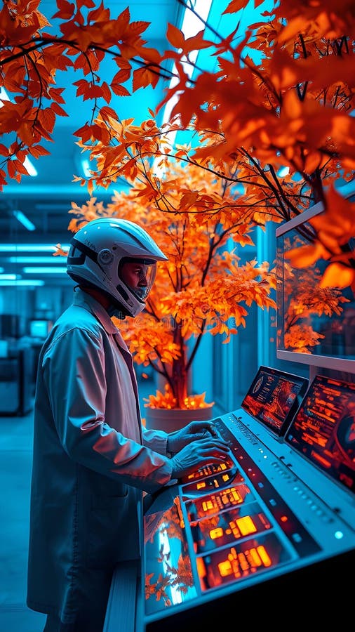 Futuristic Scientist in High-Tech Lab Ignites Imagination Stock ...