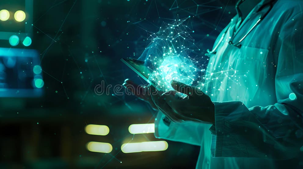 Futuristic Scientist Using High-tech Holographic Interface on ...