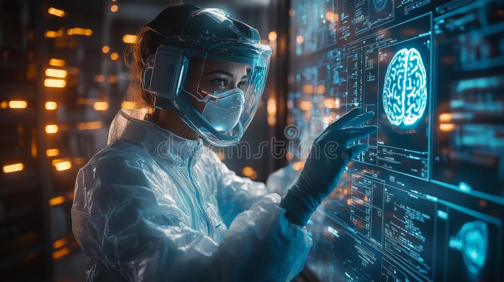 Futuristic Scientist Working with Digital Interface - Generative Ai ...