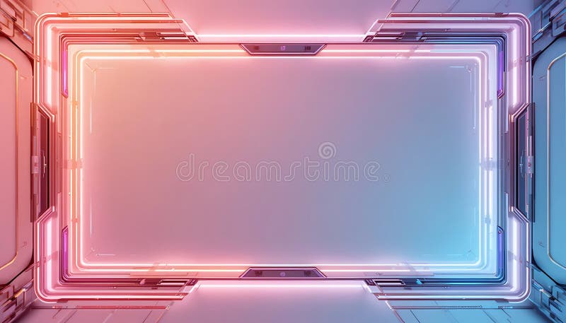 Futuristic Frame with Glowing Edges Tech Border Design Mockup Stock ...