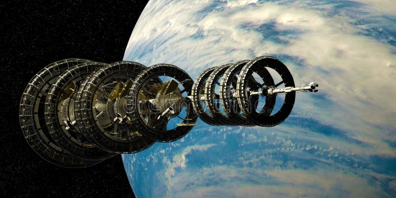 Futuristic Scifi Spaceship Travelling into Deep Space. Extremely ...