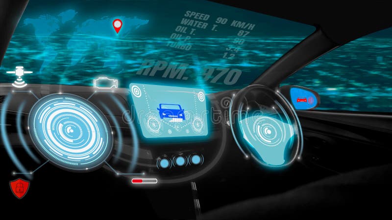 Futuristic Vehicle Smart Car Cockpit,graphic User InterfaceGUIdigital ...
