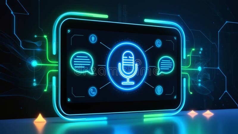 "a Futuristic Screen Displaying a Glowing Virtual Assistant Interface ...