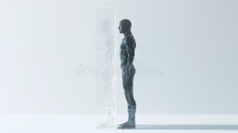 Futuristic Sculpture of Human Figures in Transparent and Solid Forms ...