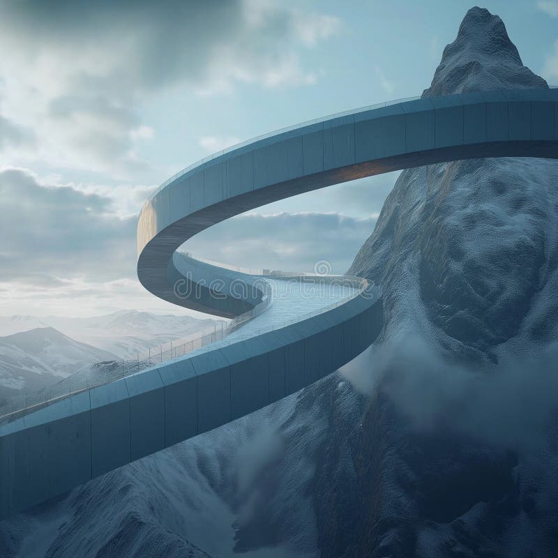 Futuristic Sea Bridge, Aerodynamic Design, Solar Panels, Ocean Stock ...