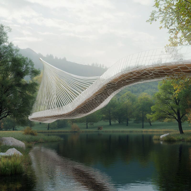 Futuristic Sea Bridge, Aerodynamic Design, Solar Panels, Ocean Stock ...