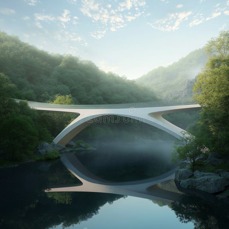 Futuristic Sea Bridge, Aerodynamic Design, Solar Panels, Ocean Stock ...