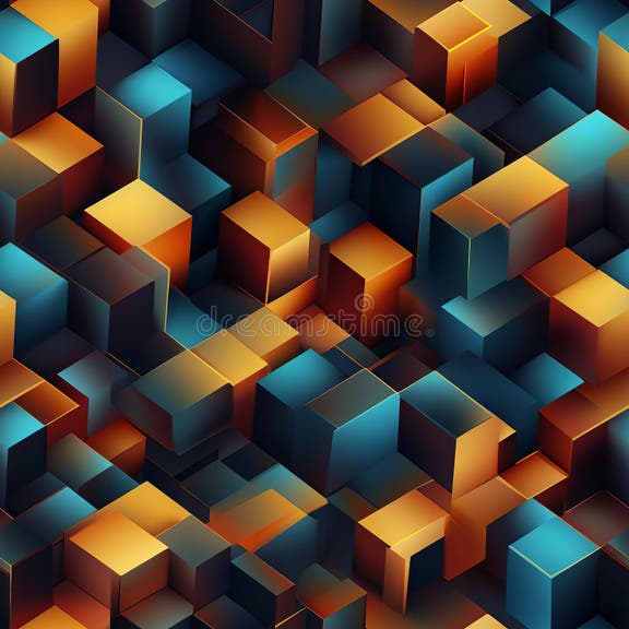 Futuristic Seamless Digital Pattern of Interlocking Cubes Design Stock ...