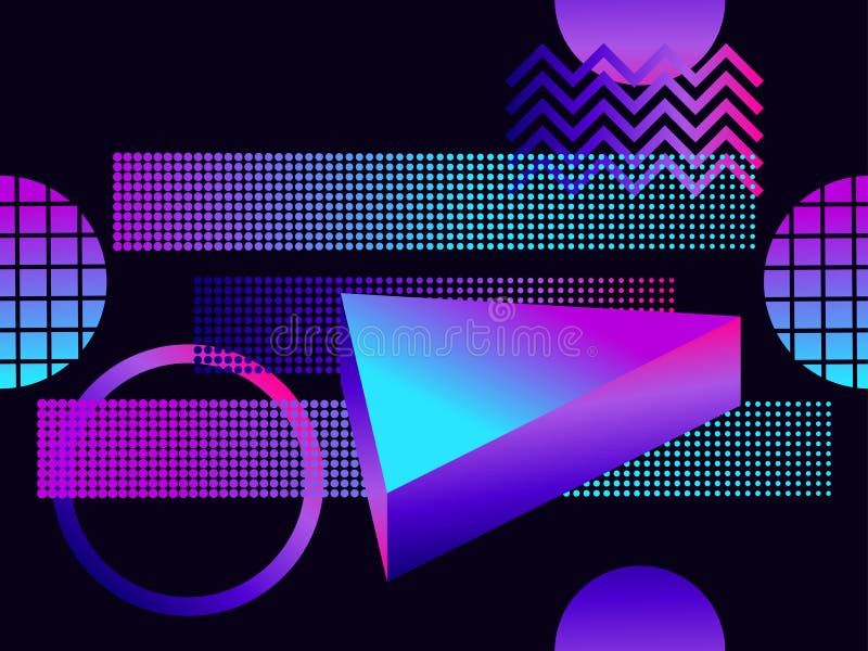 Futuristic Seamless Pattern with Geometric Shapes. Gradient with Purple ...