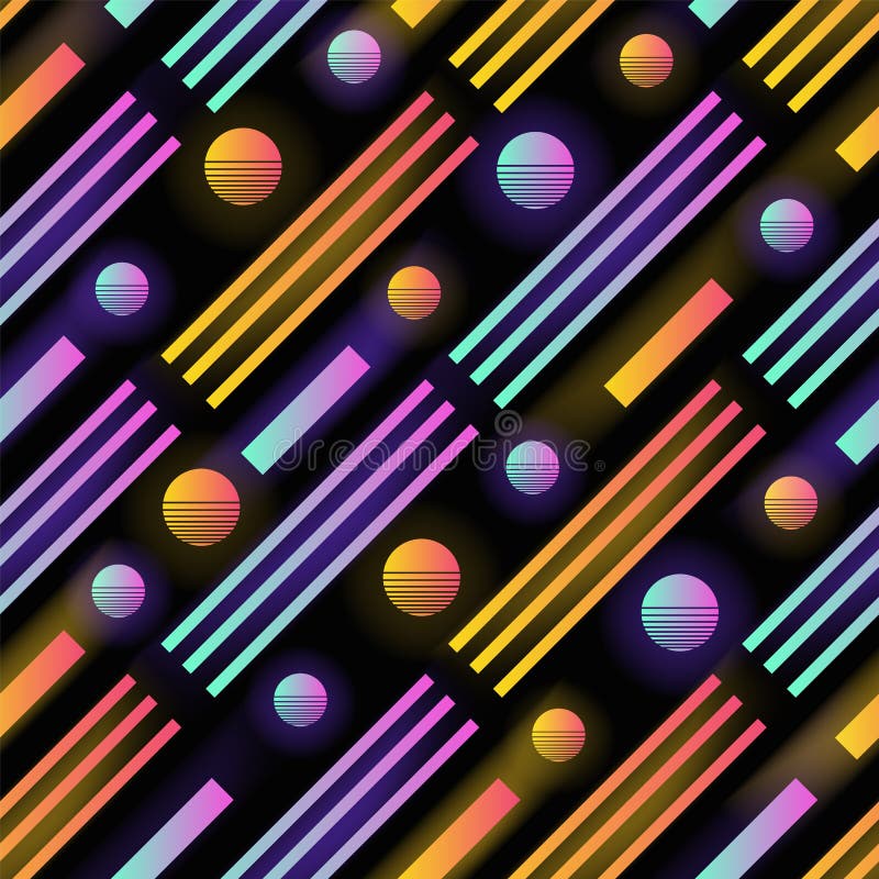 Futuristic Seamless Pattern with Glowing Gradient Colored Circles ...
