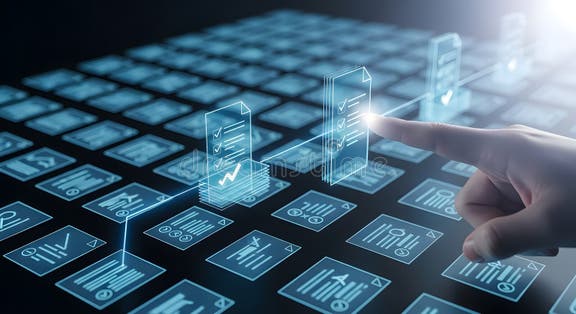 Futuristic Secure Database Technology, Human Finger Interacting with ...