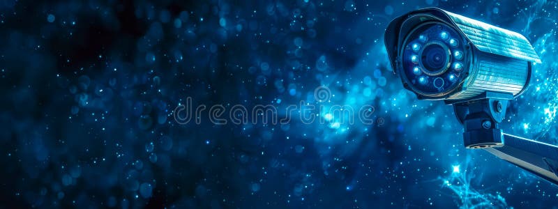 Futuristic Security Camera on a Digital Background Stock Image - Image ...