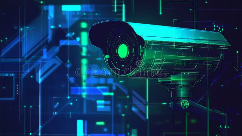 Futuristic Security Camera with Digital Technology Elements Stock Image ...
