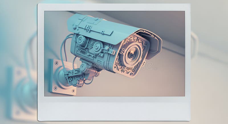 Futuristic Security Camera Rendered in a Polaroid Frame, Modern ...