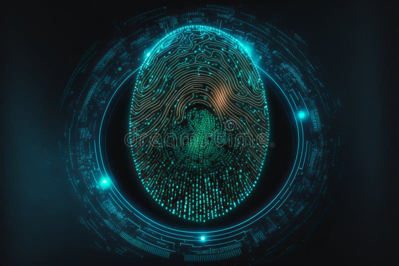 Futuristic Security Concept Digital Screen Locking by Fingerprint Stock ...