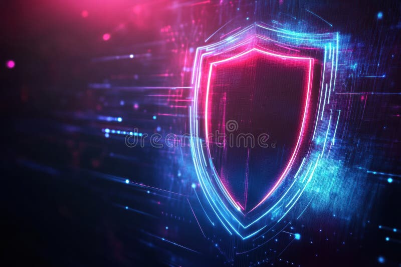 Futuristic Security Design Featuring a Glowing Shield Symbol in a ...