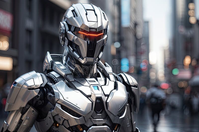 Futuristic Security Enforcer: Silver RoboCop at Your Service Stock ...