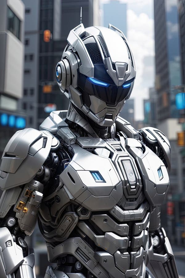 Futuristic Security Enforcer: Silver RoboCop at Your Service Stock ...
