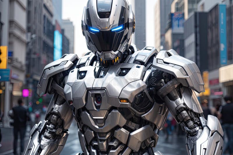 Futuristic Security Enforcer: Silver RoboCop at Your Service Stock ...