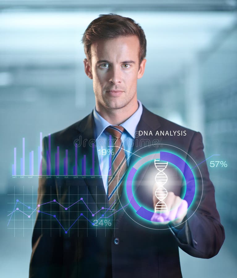Futuristic Security. a Handsome Young Businessman Using a Digital ...