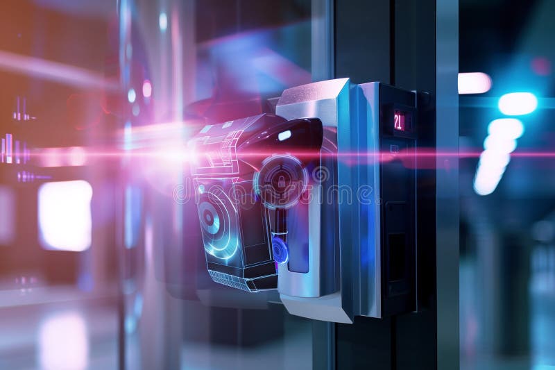 Futuristic Security Scanner: High-tech Scanner with Glowing Blue ...