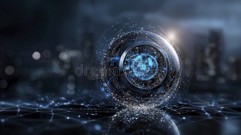 Futuristic Security Sphere Urban Environment Digital Art Technology ...