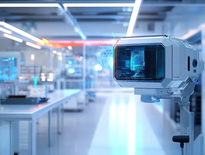 Futuristic Security System in a Modern Laboratory Stock Illustration ...