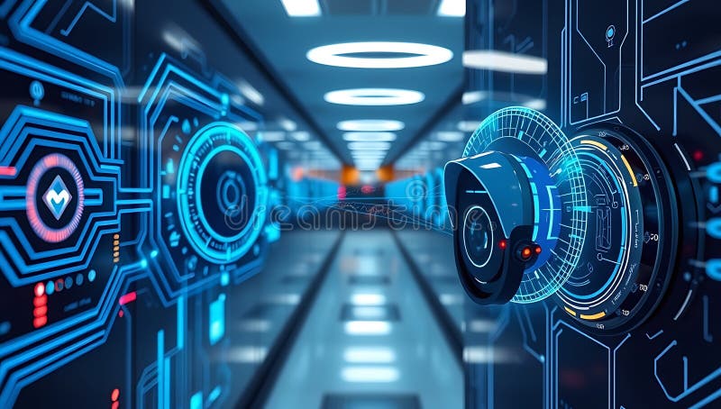 Futuristic Security System Network Surveillance Technology Stock ...