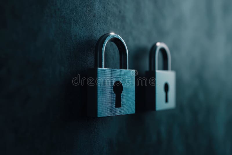 Futuristic Security Technology, Holographic Lock Symbols Displayed on ...