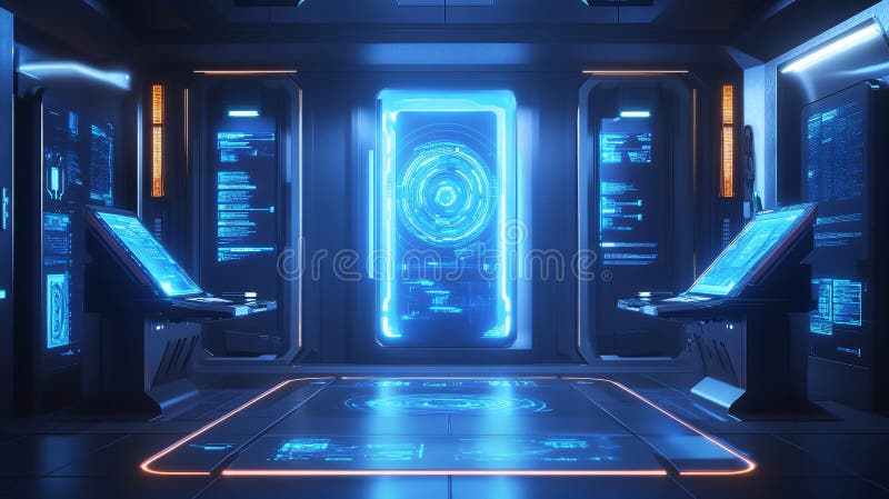 Futuristic Security Terminal Interior Design Stock Illustration ...
