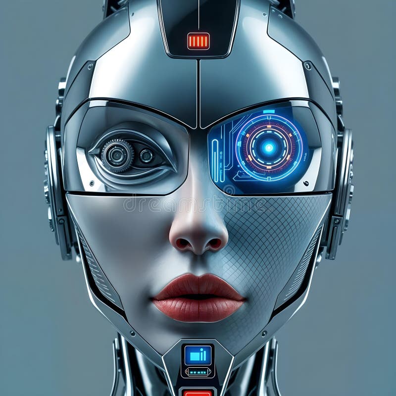 A Futuristic Segmented Robotic Face 8000x8000px Stock Illustration ...