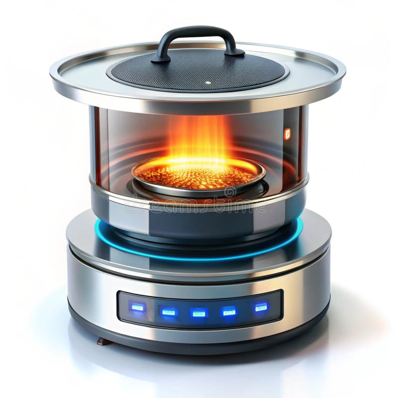 Futuristic Self-cooking AI Stove with Glowing Display Stock ...