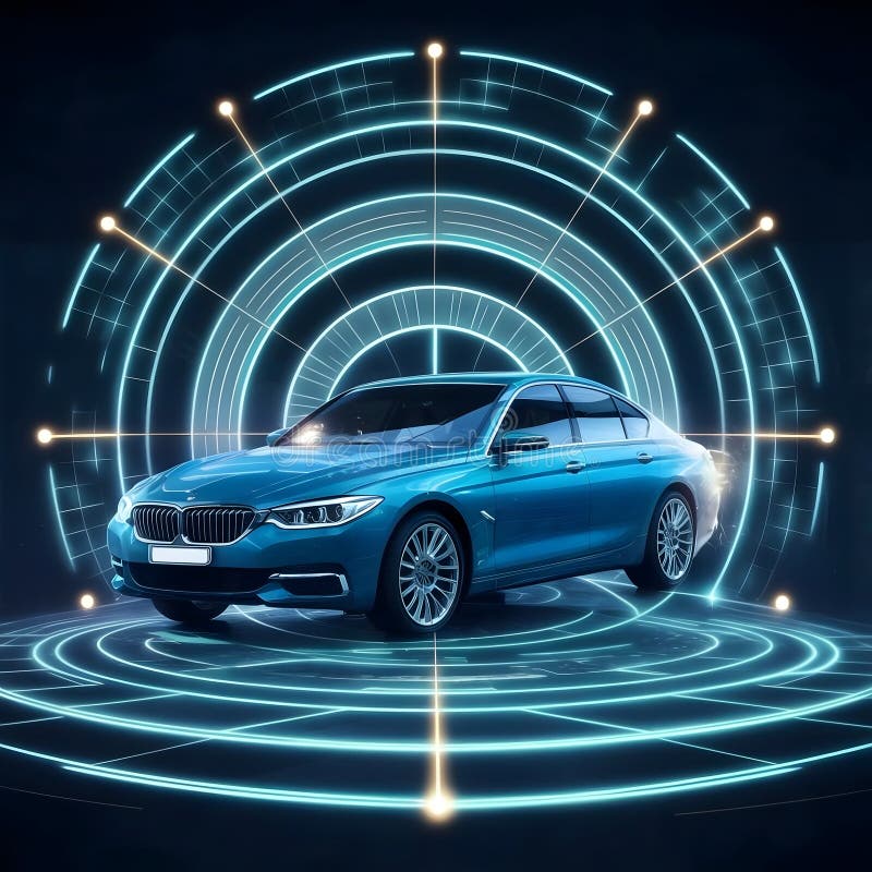 Futuristic Self-Driving Car Enveloped in Radar Waves: a Vision of ...